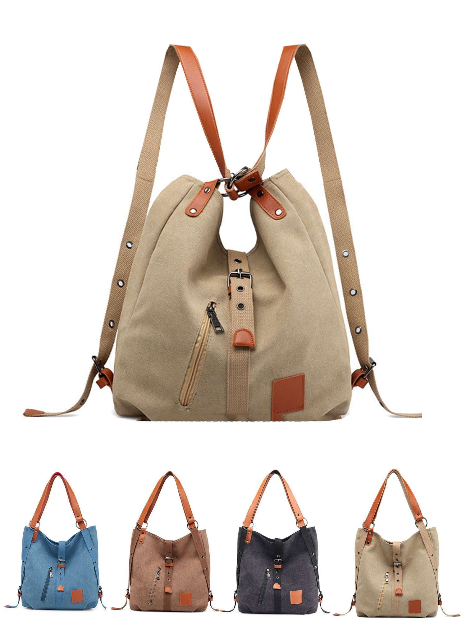 LAVA Fashion Canvas Backpack Purse Large Capacity Shoulder Bag Tote ...