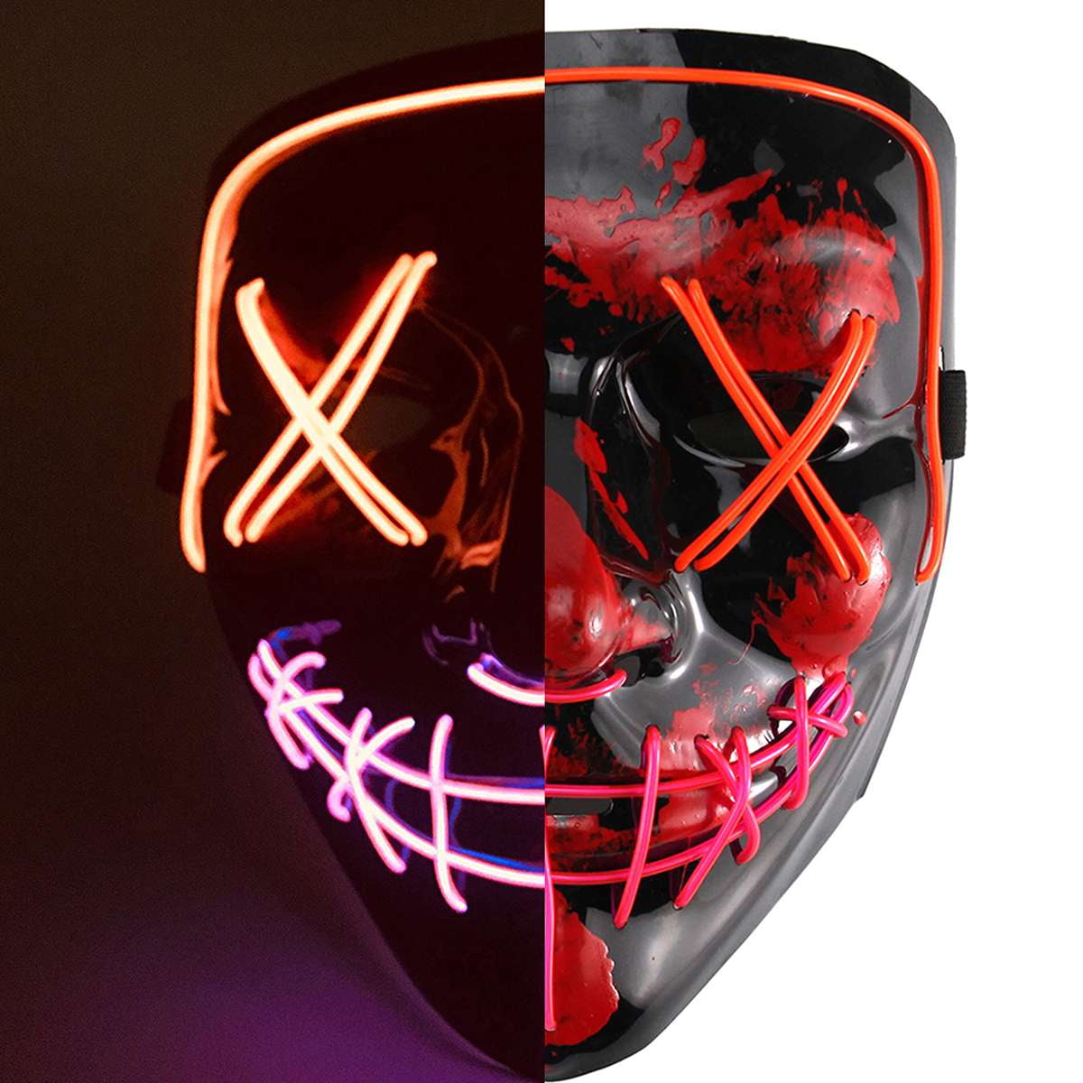 LAVA Halloween Mask for Adults Children LED Light Up Mask for Parties ...