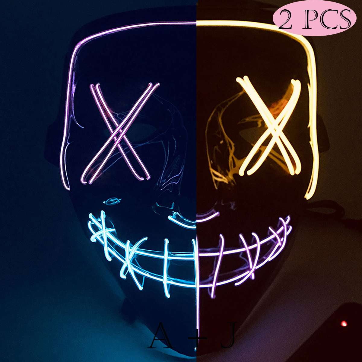 LAVA Halloween Mask for Adults Children LED Light Up Mask for Parties ...