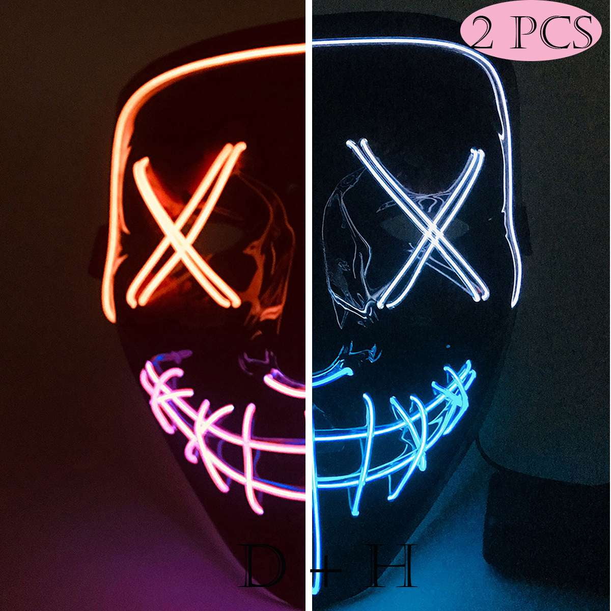 LAVA Halloween Mask for Adults Children LED Light Up Mask for Parties ...