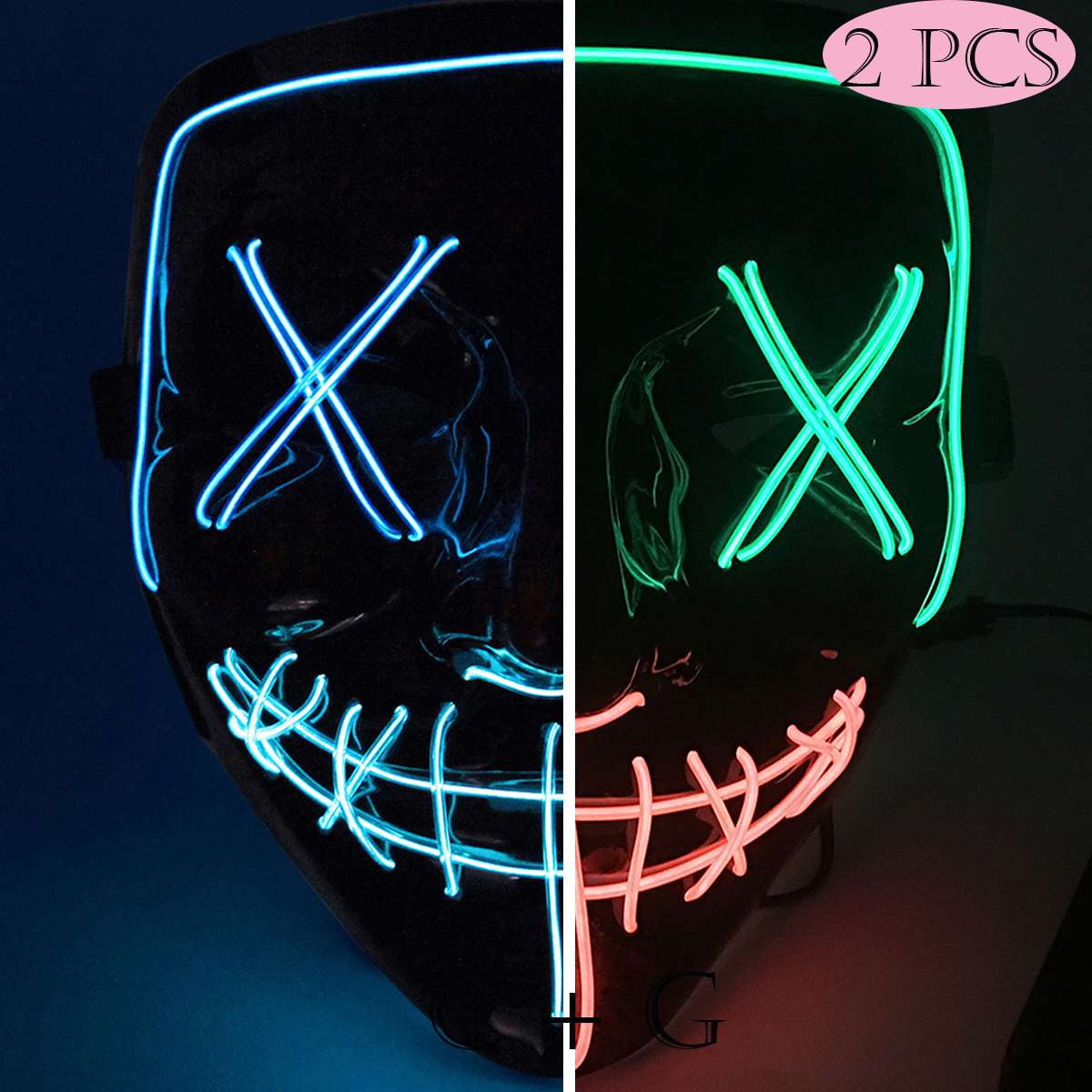 LAVA Halloween Mask for Adults Children LED Light Up Mask for Parties ...