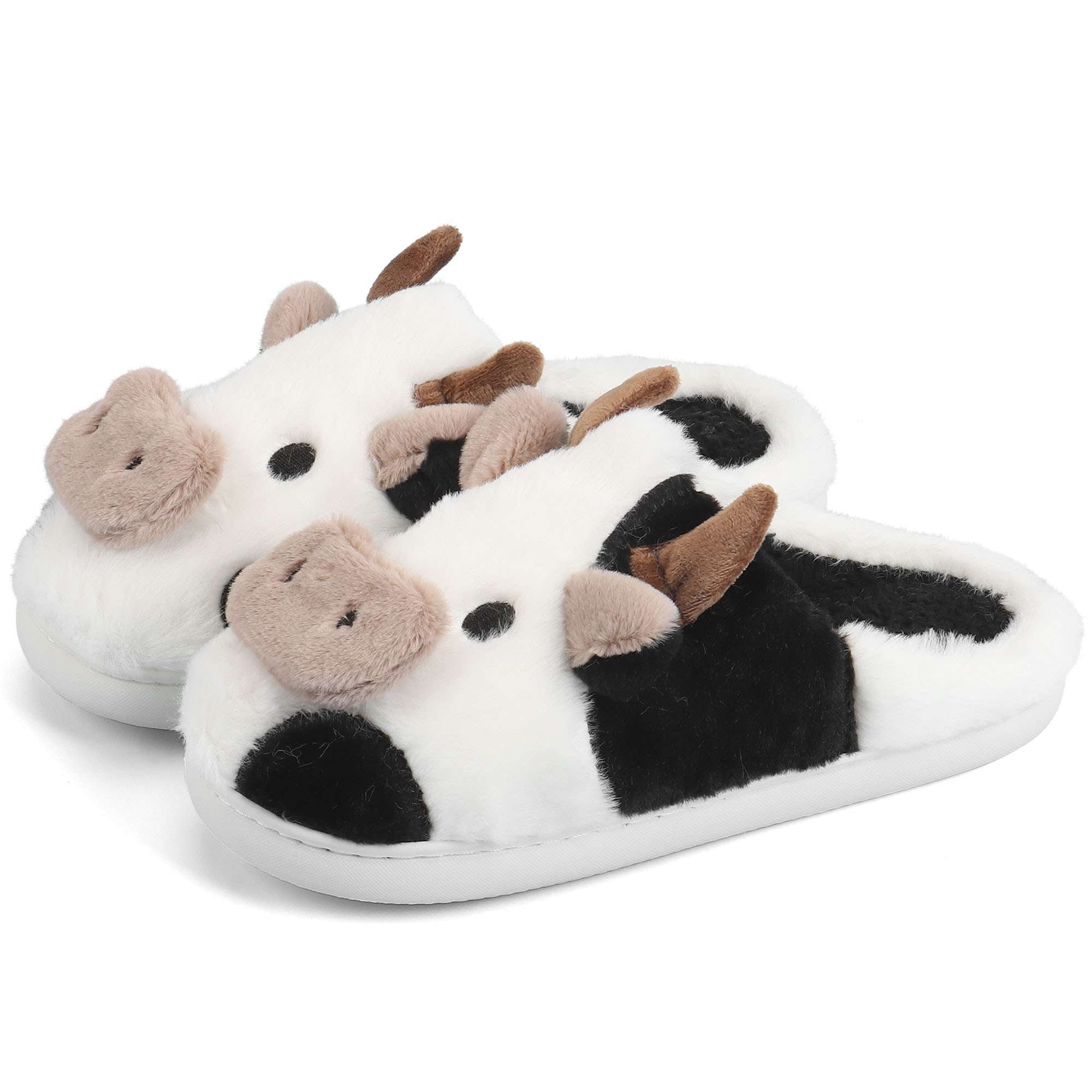 LAVA Lovely Cow Slippers - Non-Slip Fuzzy House Shoes, Warm Plush, 5 ...