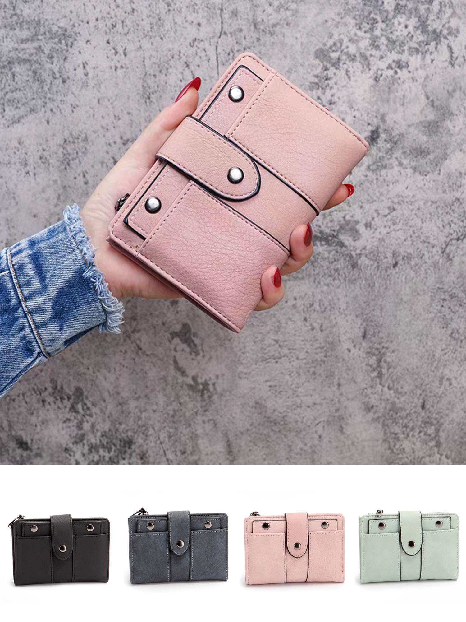 LAVA Small Wallet for Women Leather Card Holder Compact Bifold Slim ...