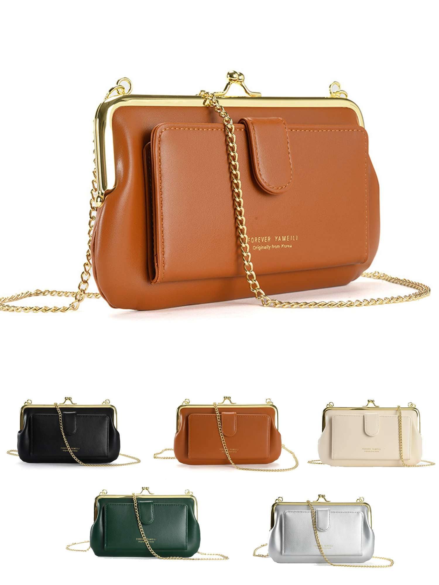 LAVA Vintage Kiss Lock Handbags PU Leather Crossbody Purses Retro ...