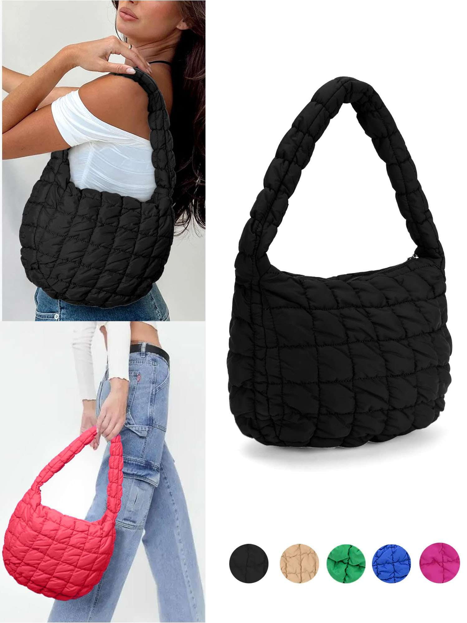 LAVA Women Puffer Bag Crossbody Quilted Tote Bag Large Capacity Puffy ...