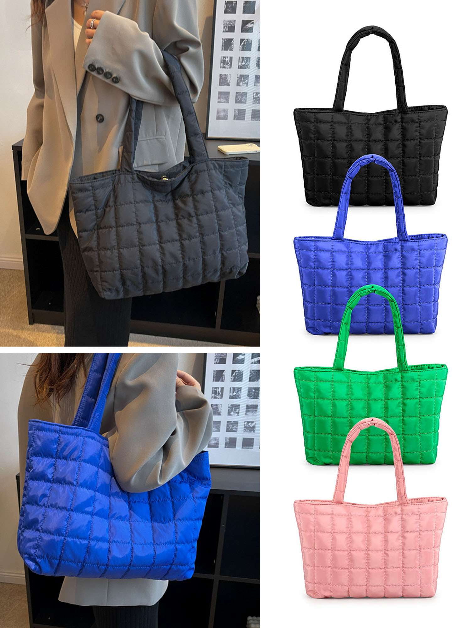 LAVA Women Puffer Bag Crossbody Quilted Tote Bag Large Capacity Puffy ...