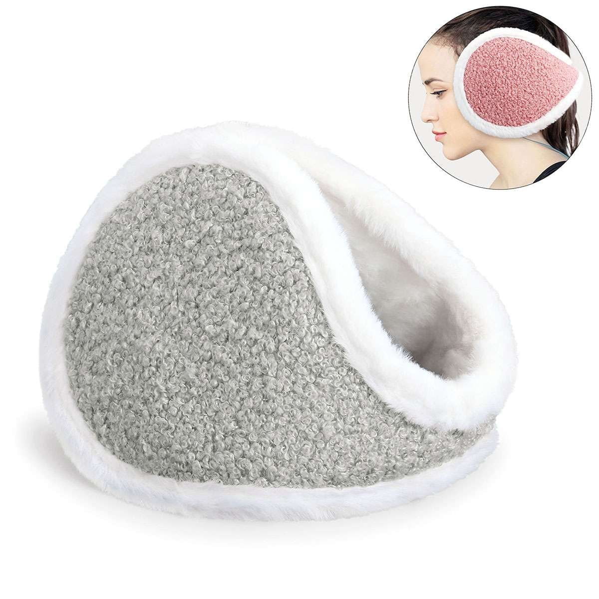 LAVA Women Winter Earmuffs Foldable Fleece Ear Warmers Ear Covers for ...