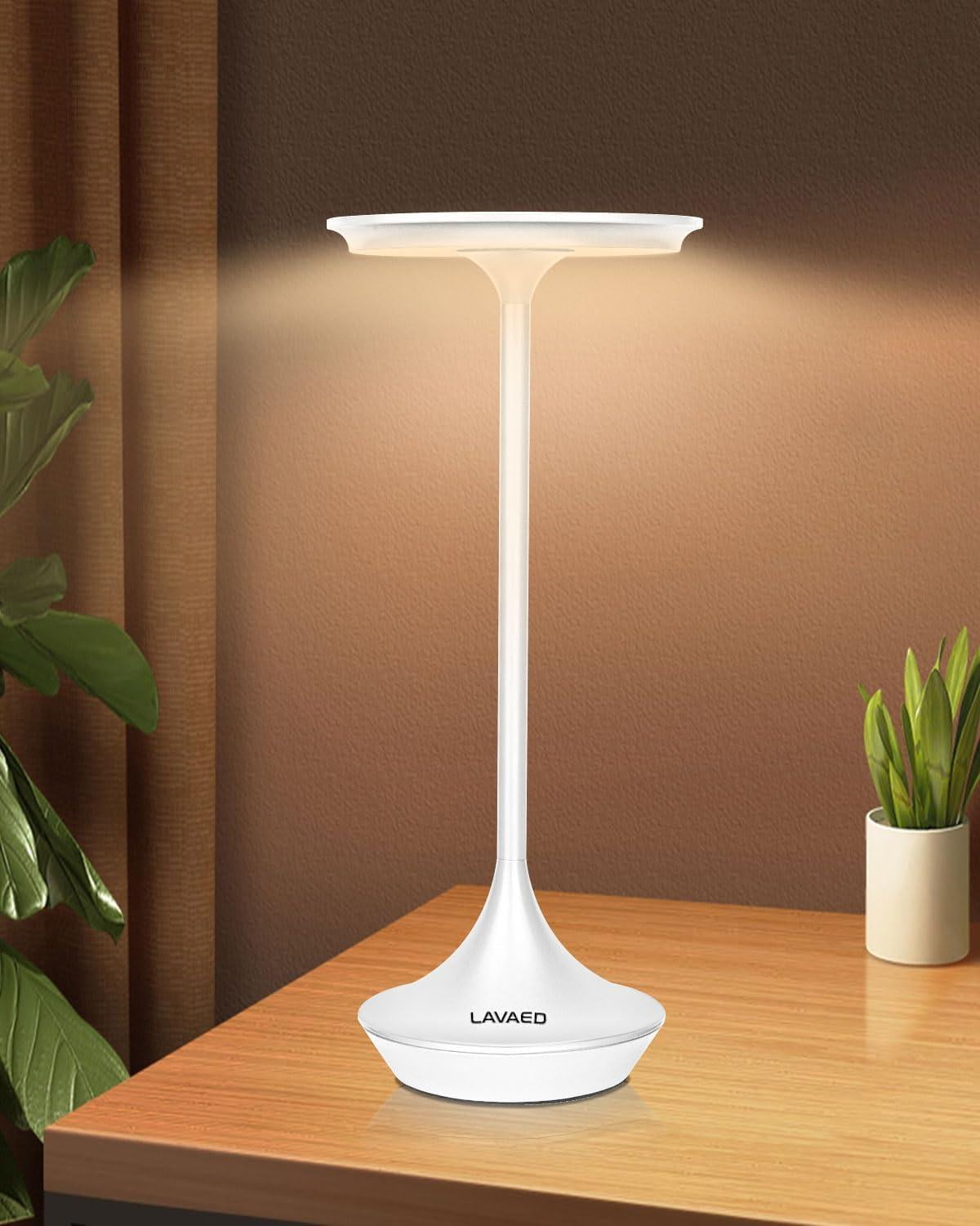 LAVAED LED Cordless Table Lamp, 4000mAh Rechargeable Waterproof Touch ...