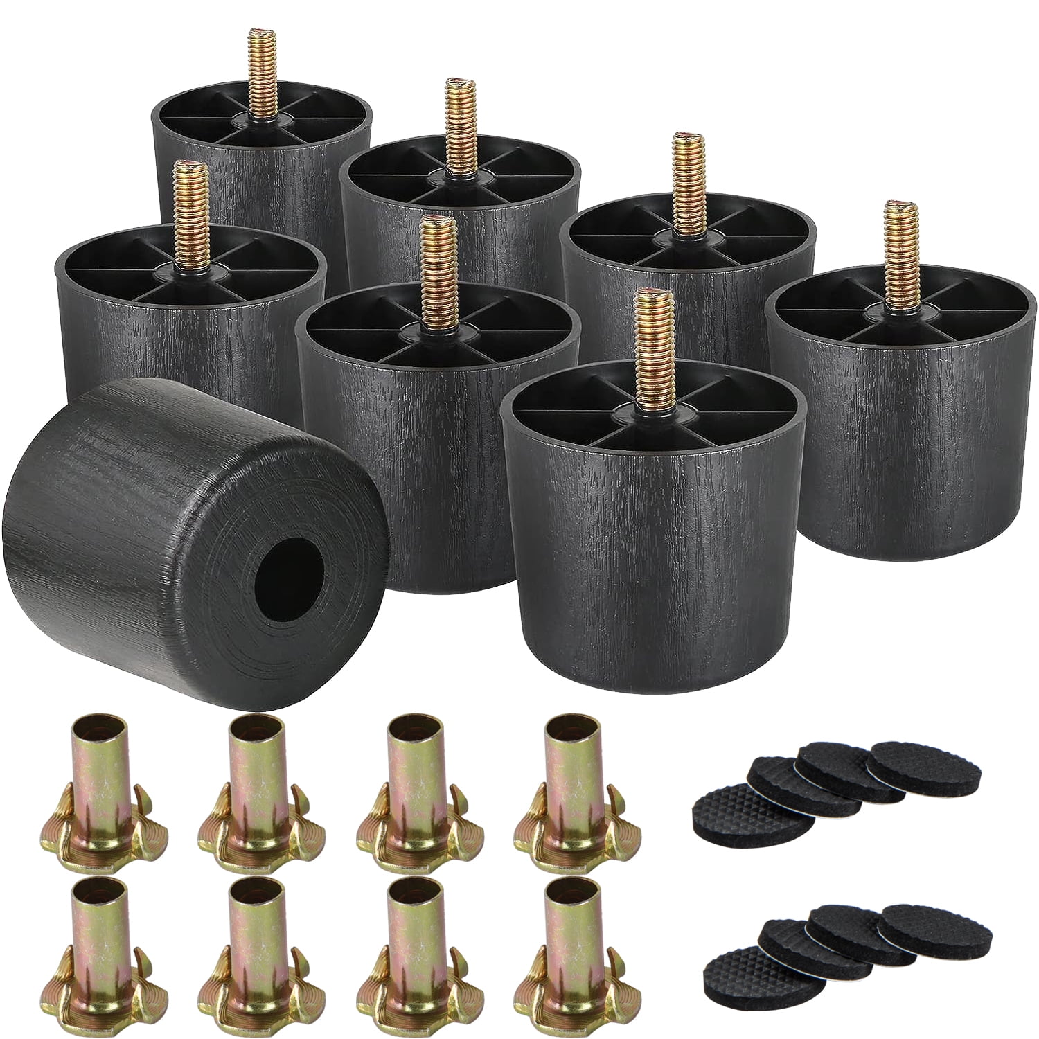 LAVANE 2 inch Plastic Furniture Legs, Set of 8 with M8 Bolt & Mounting ...