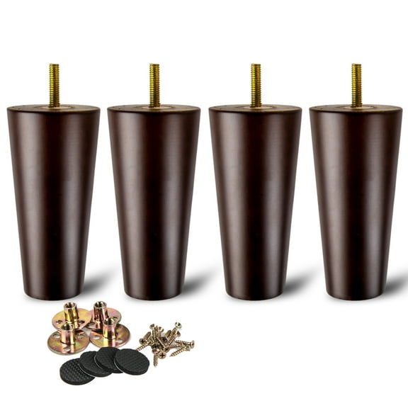 QIHE-Set of 4 Unpainted Wood Furniture Legs 4.72inches with M8 ...