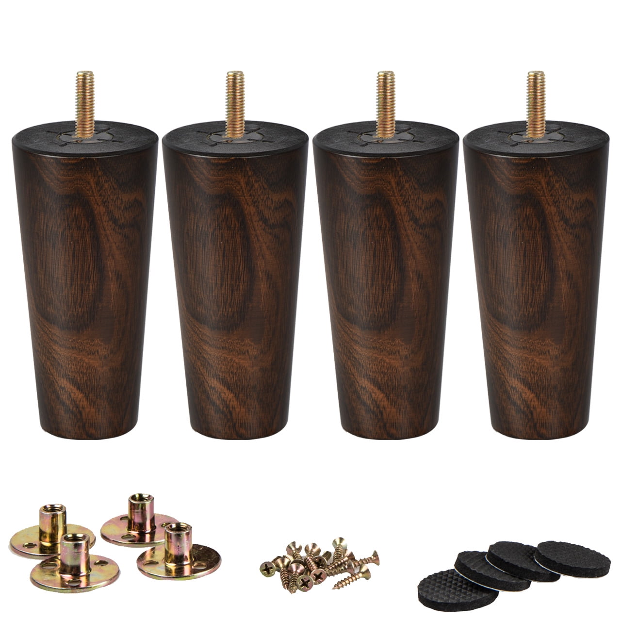 LAVANE 5 Inch / 12 cm Wooden Furniture Legs Set of 4 Mid-Century Modern ...