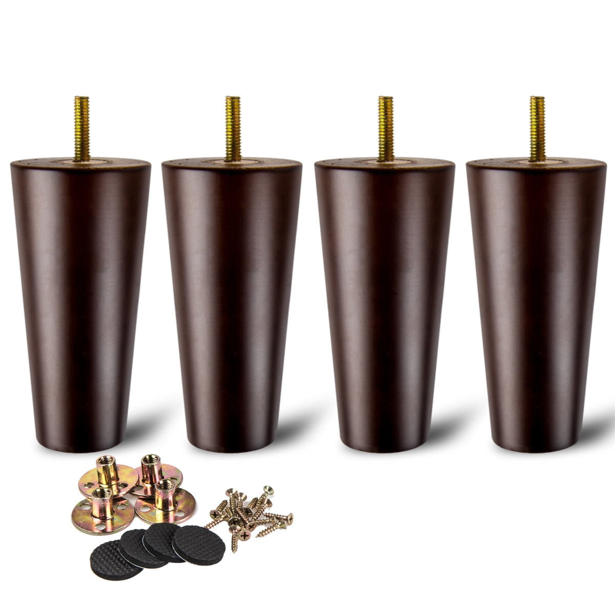 LAVANE Solid Wood Furniture Legs Set of 4, Mid-Century Modern, 6 Inch ...