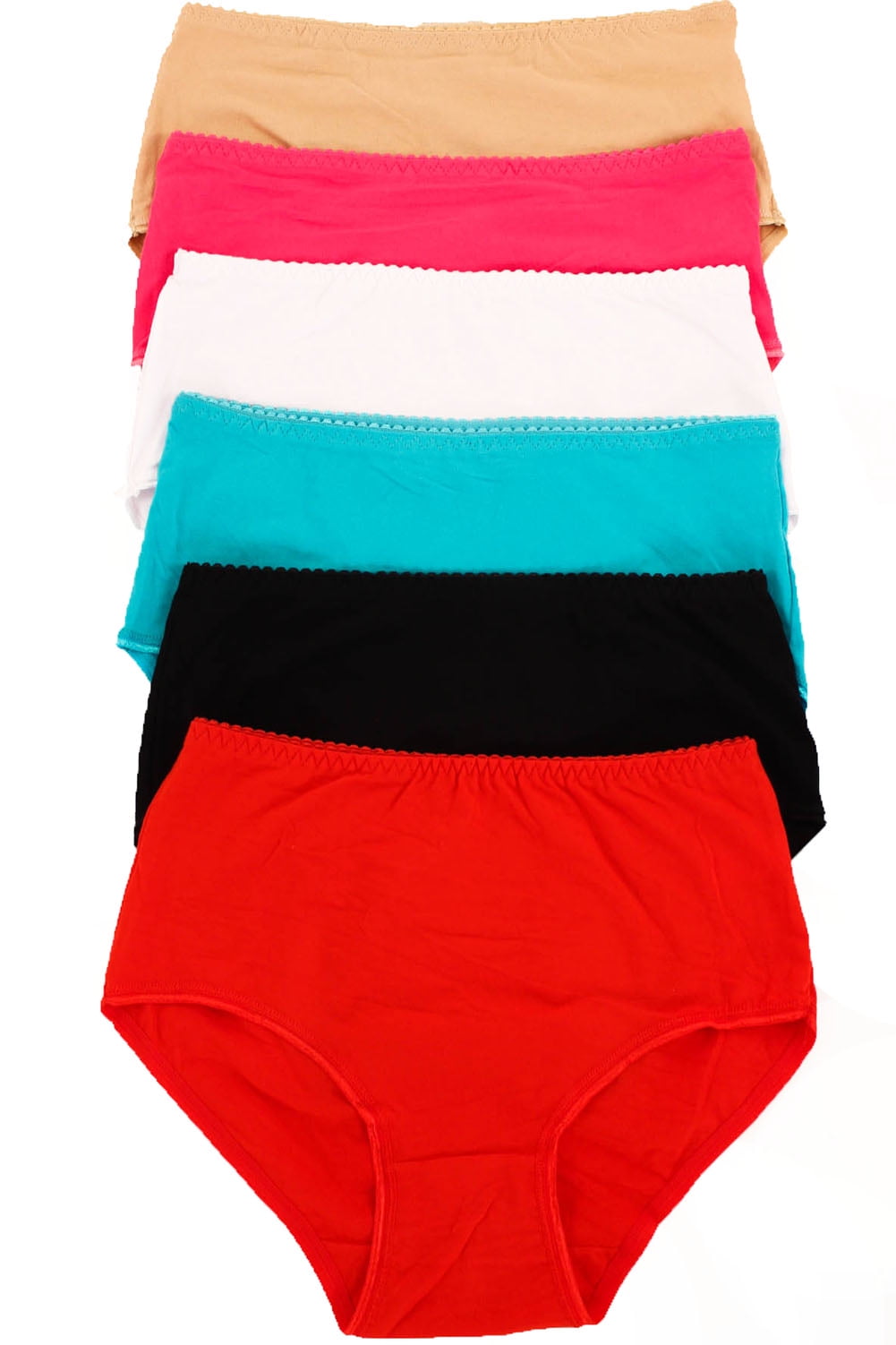 LAVRA 6 Pack of Women's Full Coverage High Waist Cotton Briefs Panties ...