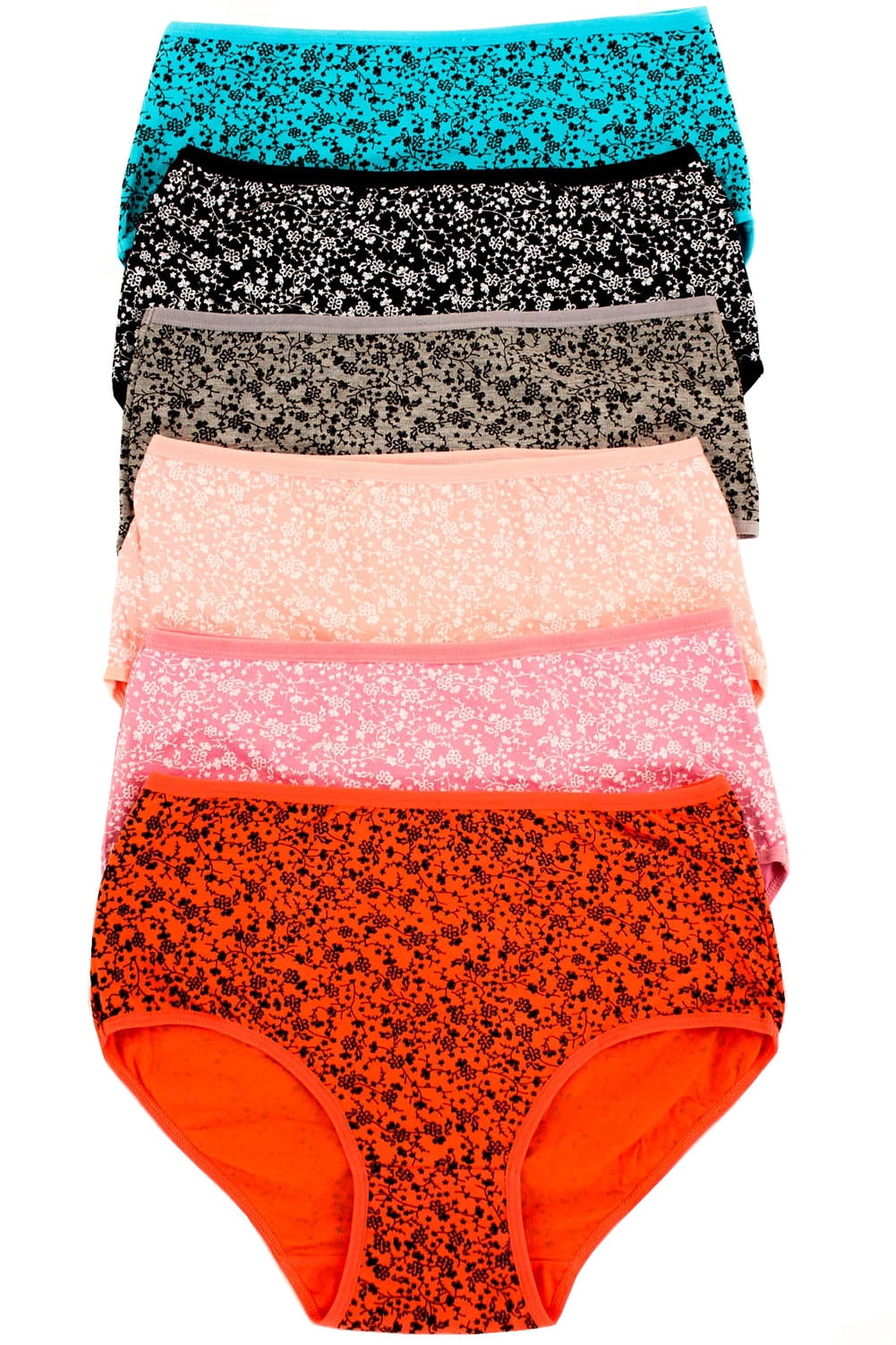 LAVRA 6 Pack of Women's Full Coverage High Waist Cotton Briefs Panties ...