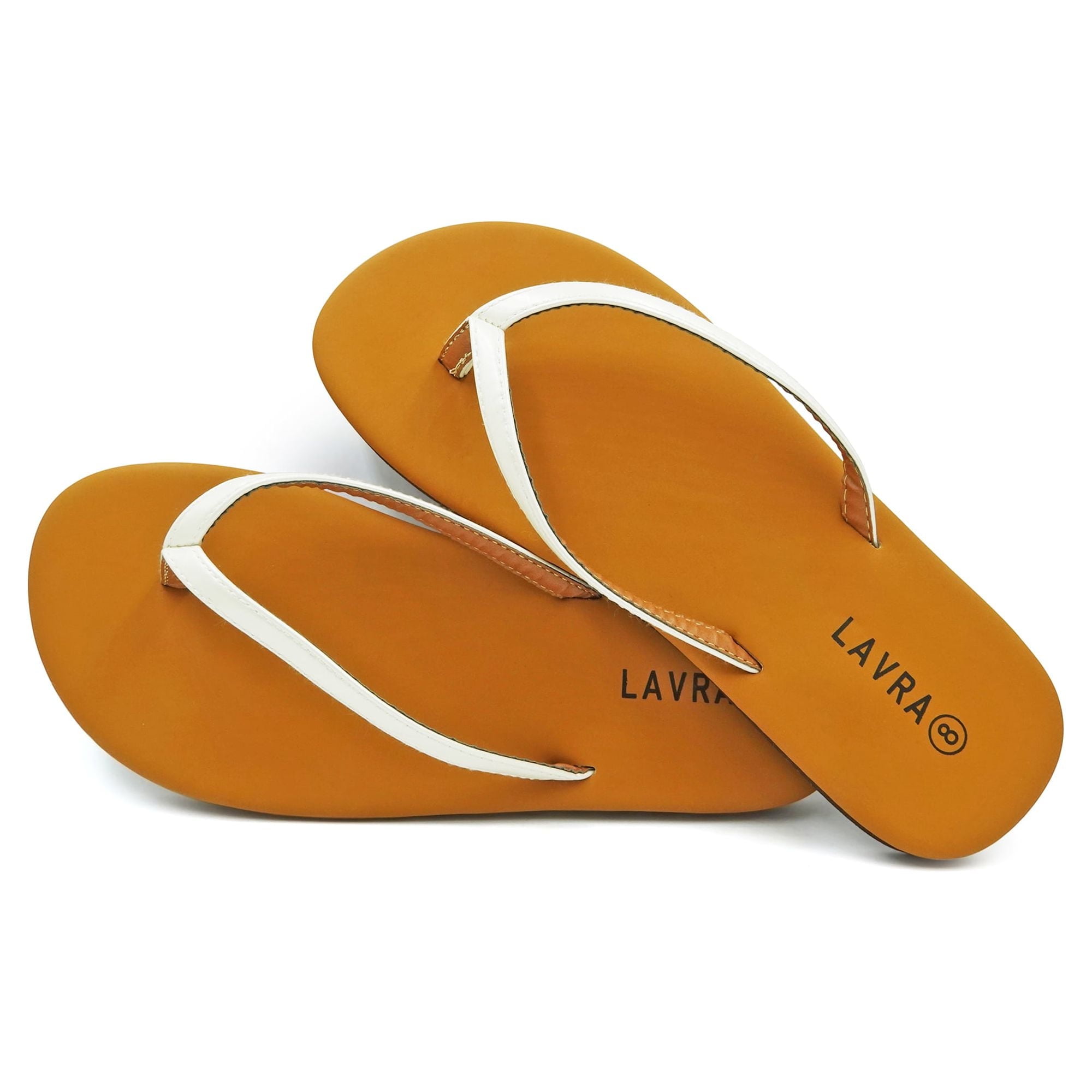 LAVARA Women’s Flip Flop Cushioned Vegan Leather T Strap Thong Sandals - Walmart.com