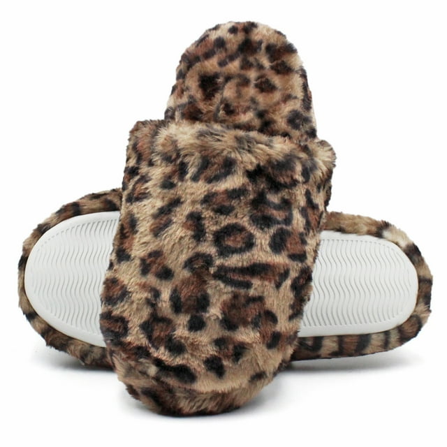 LAVRA Tiger Fuzzy Slippers Women | Leopard Print Shoes Women & Slip On ...