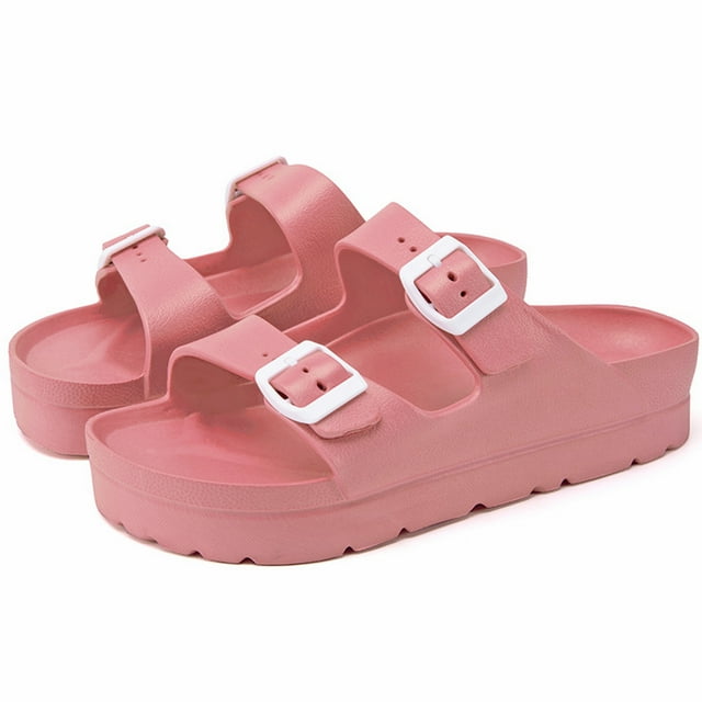 LAVRA Women Plaform EVA Slides Sandals | Adjustable Double Buckle ...