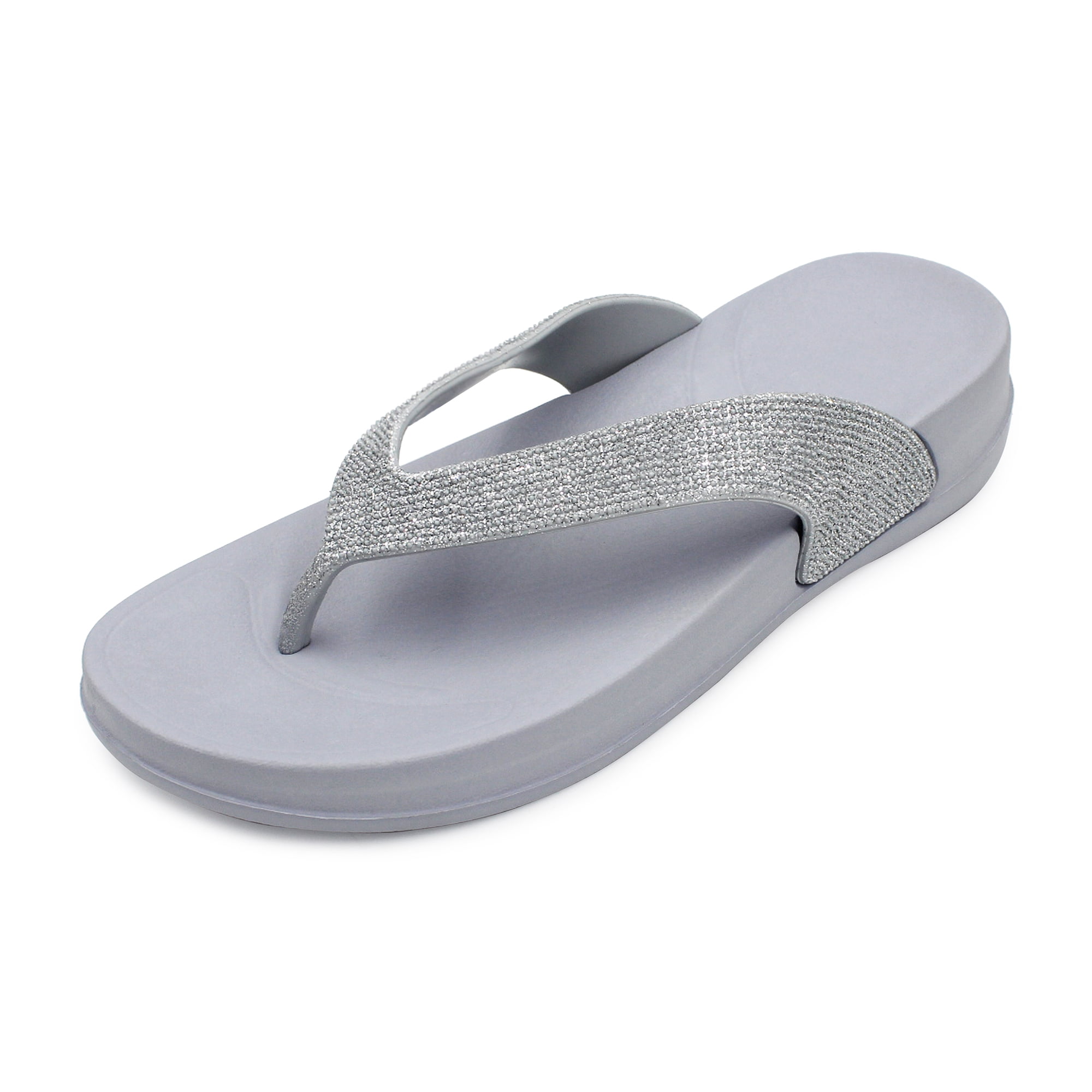 LAVRA Women's Arch Support Bling Flip Flops Sparkle Summer T-Strap ...
