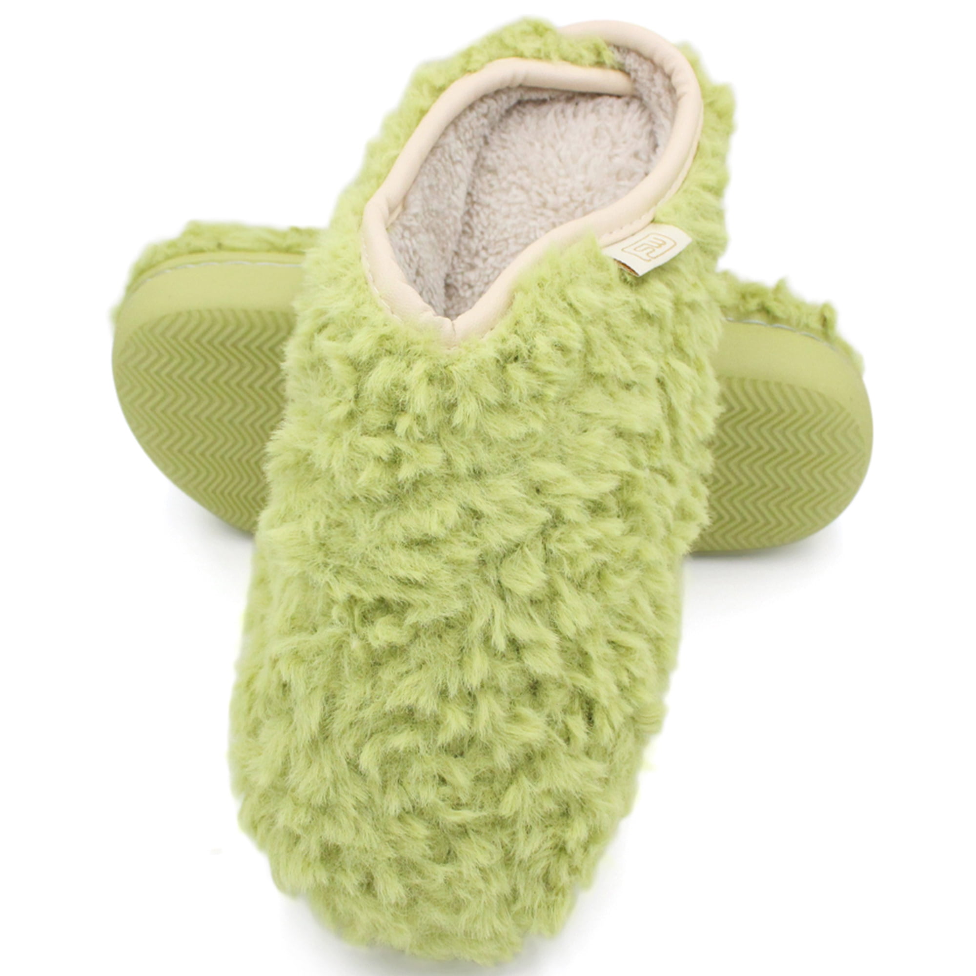 LAVRA Women's Faux Fur Lined Slippers Furry Bedroom Hard Botton Shoes ...