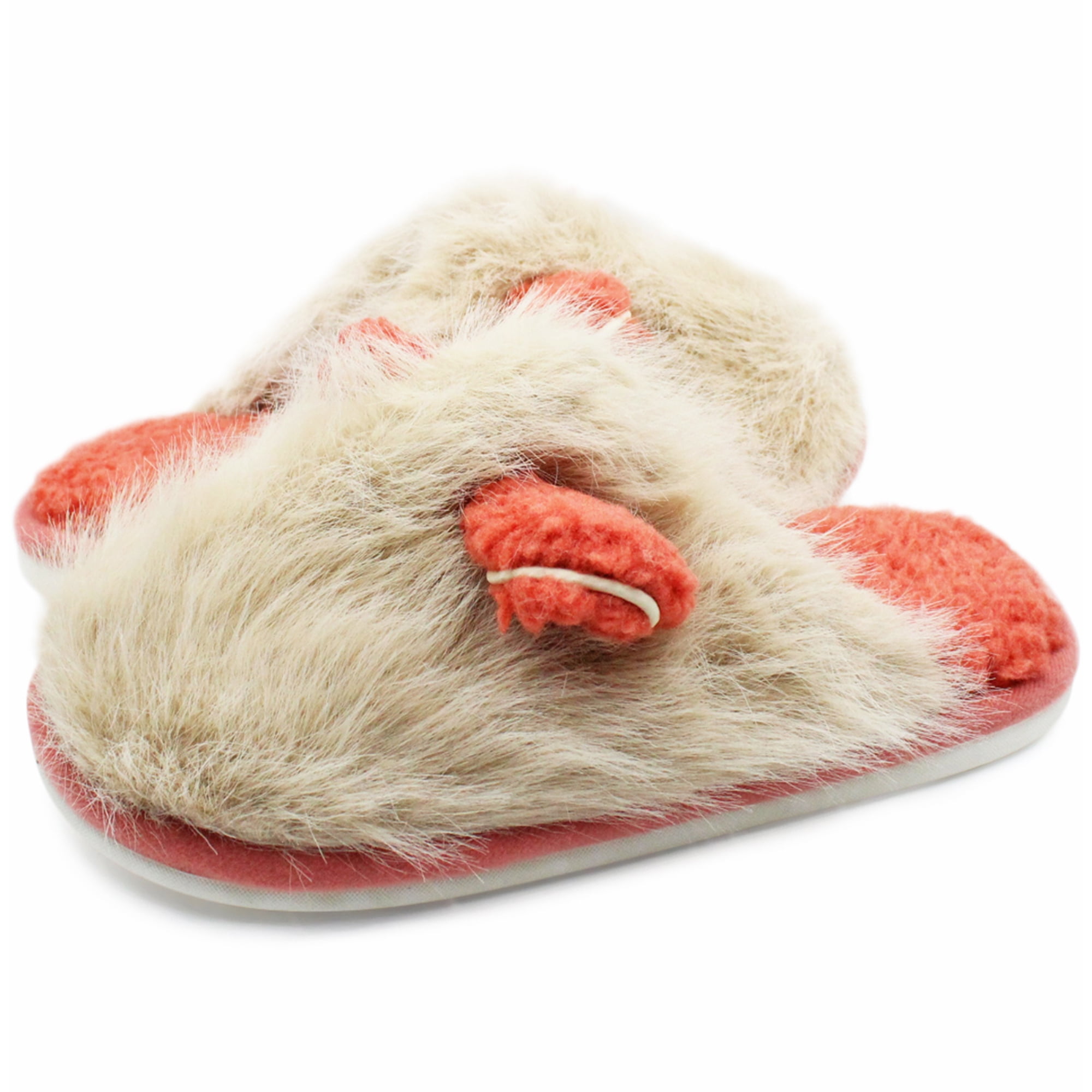 LAVRA Women's Faux Fur Slippers Plush Furry Sherpa House Shoes ...