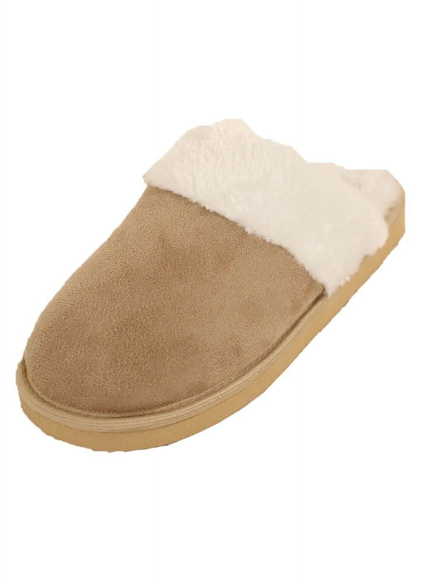 LAVRA Women's Faux Suede Furry Comfort Black Mule Slippers - Walmart.com