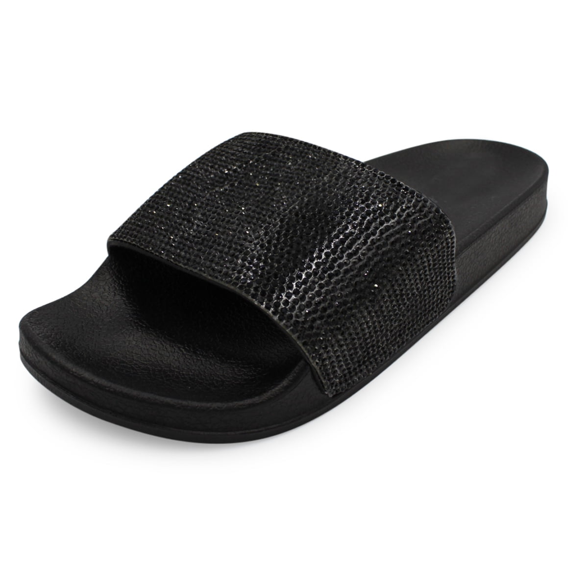 LAVRA Women's Glitter Rhinestone Slide Sparkle Bling Sandals - Walmart.com