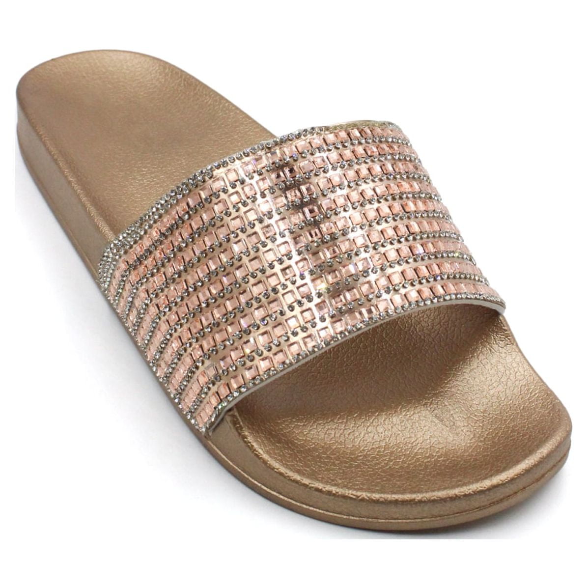 LAVRA Women's Glitter Rhinestone Slide Sparkle Bling Sandals - Walmart.com