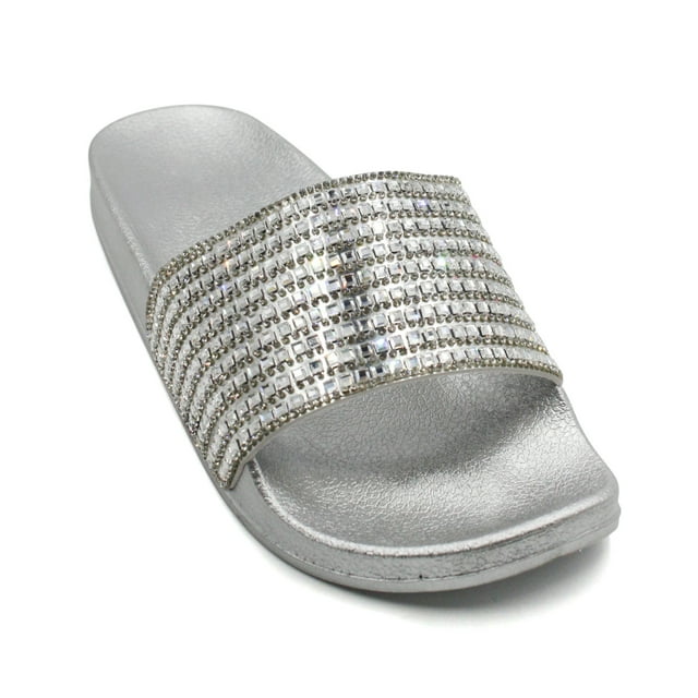LAVRA Women's Glitter Rhinestone Slide Sparkle Bling Sandals - Walmart.com