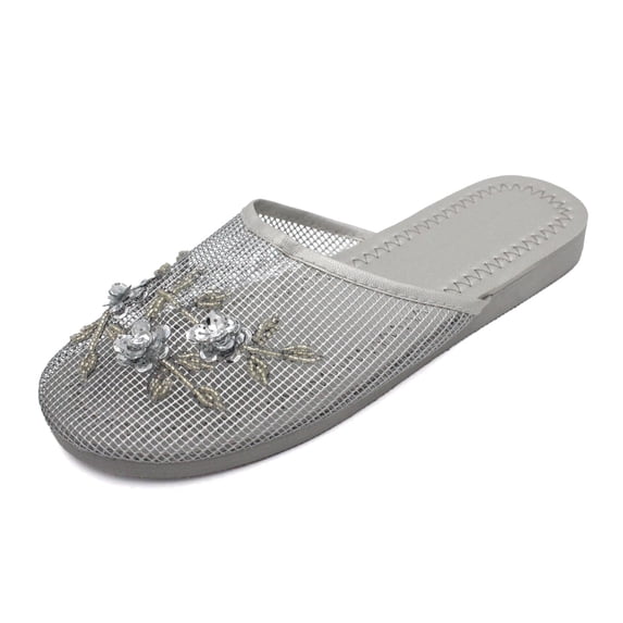 LAVRA Women's Sequin Mesh Slide Beaded Chinese Slippers Floral ...