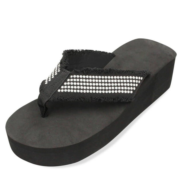 LAVRA Women's Summer Platform Flip Flops, Studded Wedge Sandals, Sizes ...