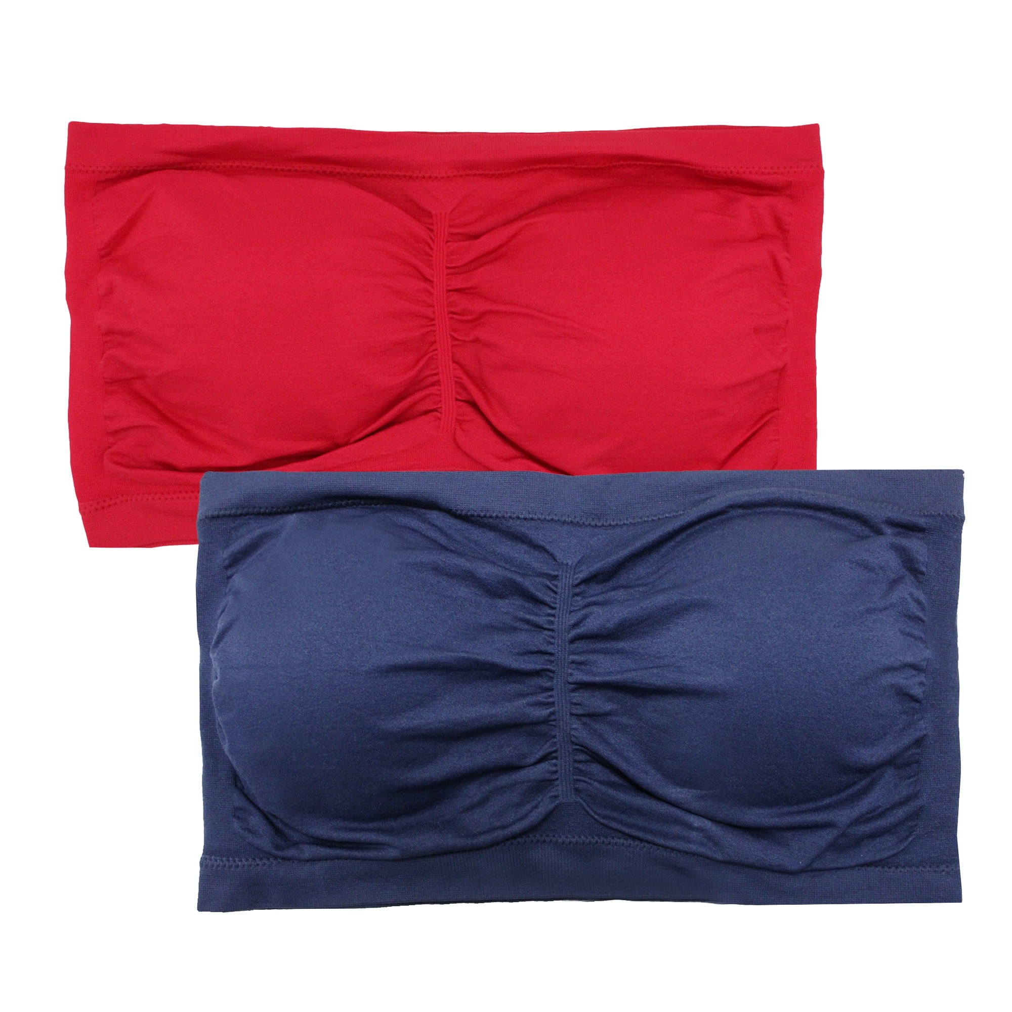 Lavra Womens Plus Size Strapless Padded Bra Bandeau Tube Top Removable
