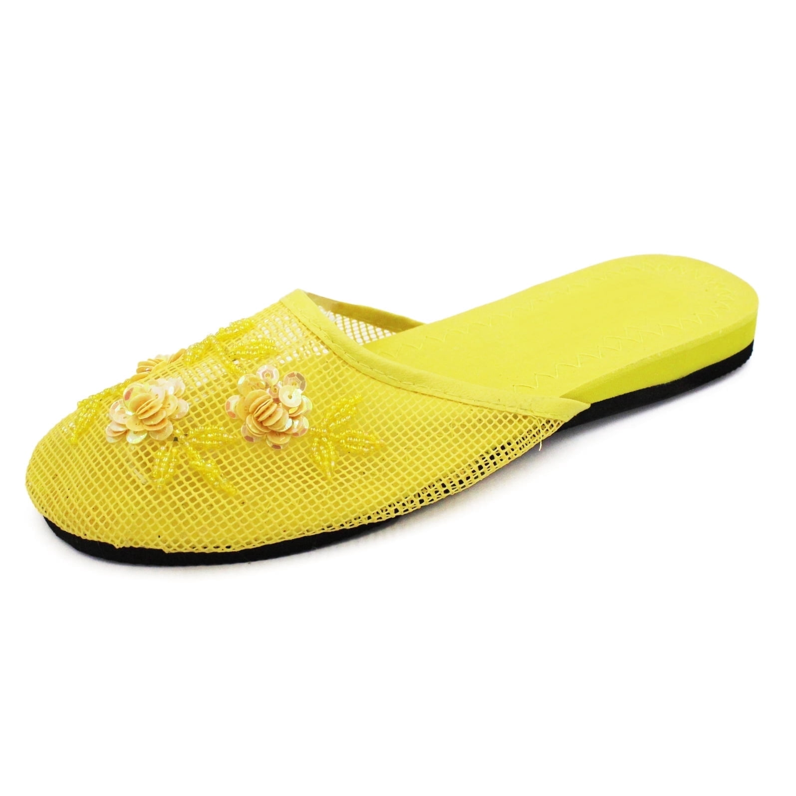 LAVRA Women's Sequin Mesh Slide Beaded Chinese Slippers Floral ...
