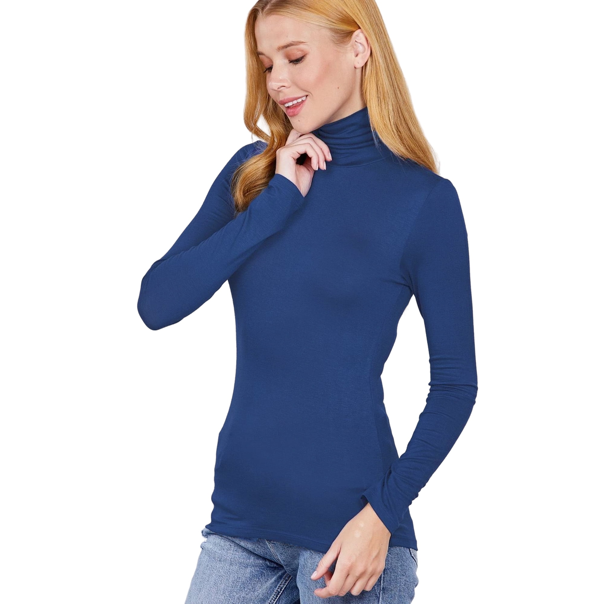 LAVRA Women's Soft Turtle Neck Long Sleeve Shirt Warm Basic Layer Tee ...