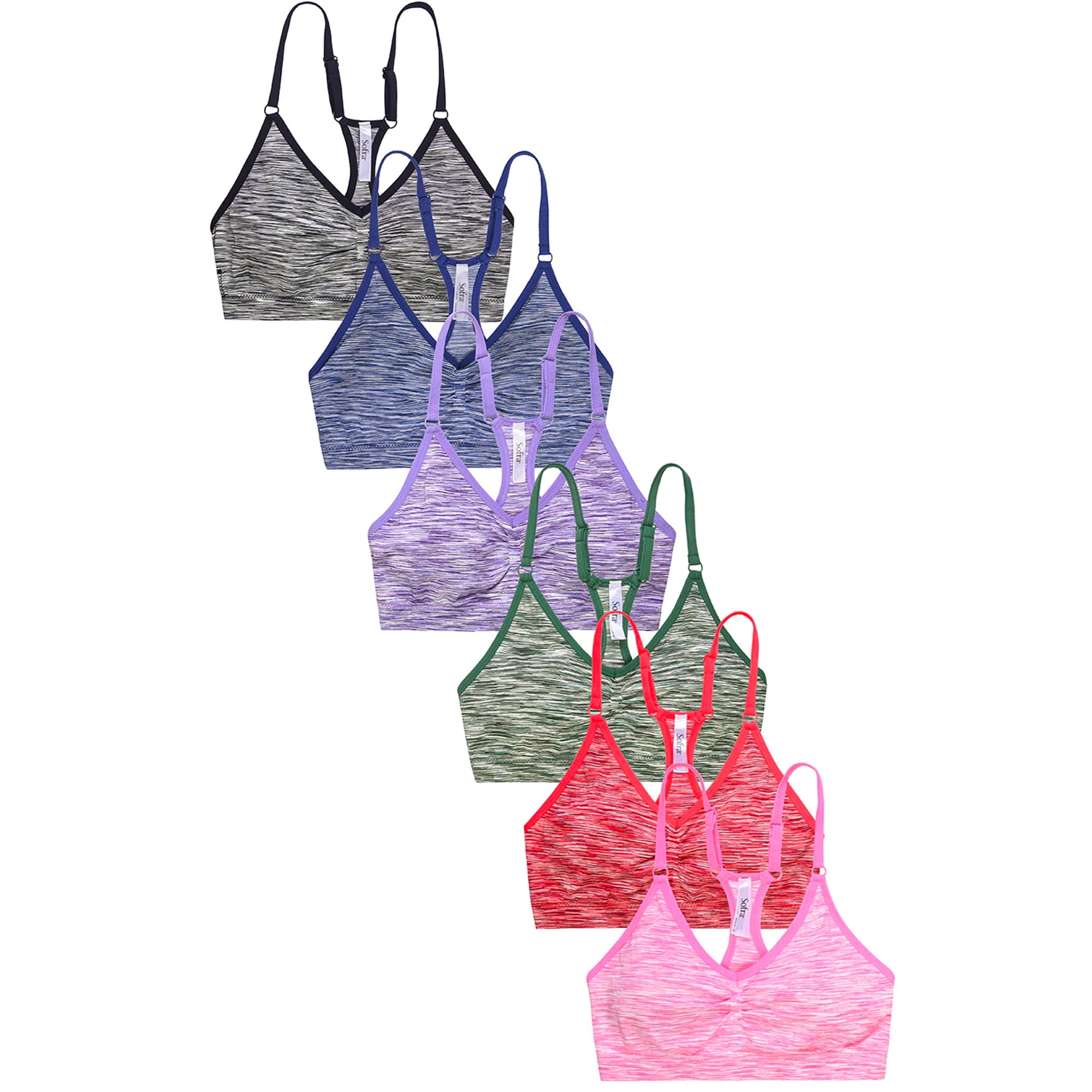 LAVRA Women's Sports Bra 3 or 6 Pack of Comfort Yoga Exercise Padded ...