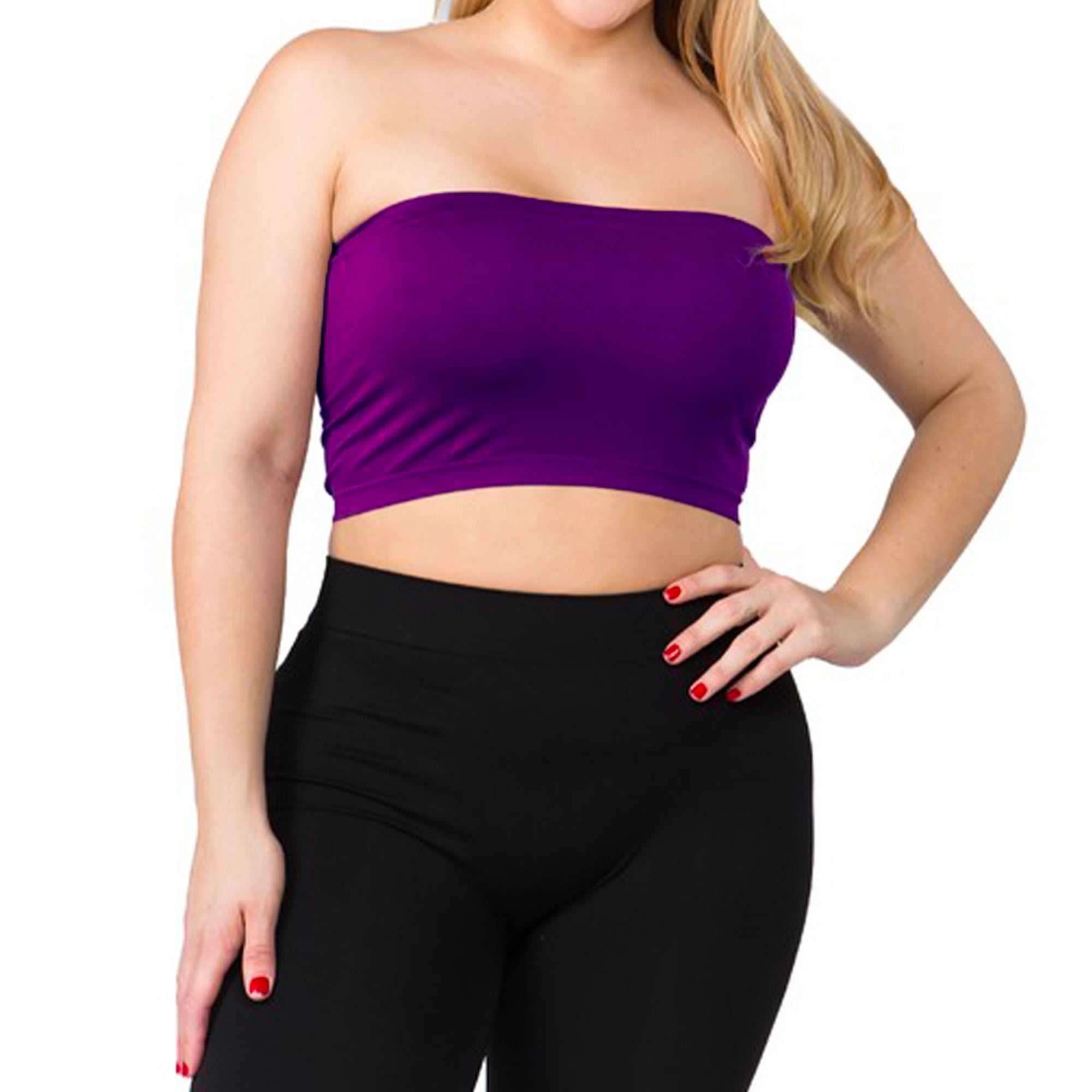LAVRA Women's Strapless Bralette Non Padded Plus Size Bandeau Seamless ...