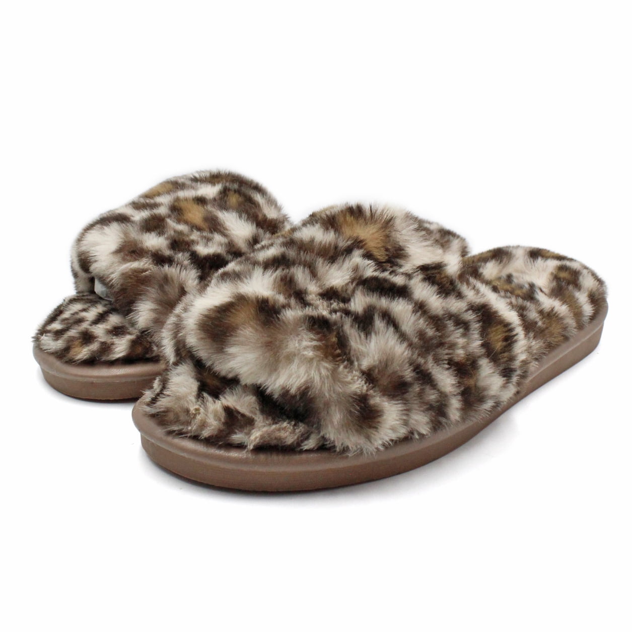 LAVRA Womens Fuzzy Slides Faux Fur Slippers Sandals - Walmart.com