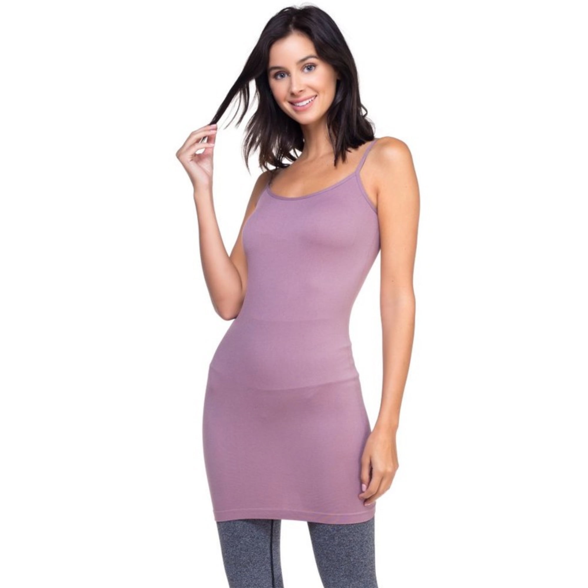 LAVRA Womens Long Camisole Tank Top Basic Layering Spaghetti Strap Top ...