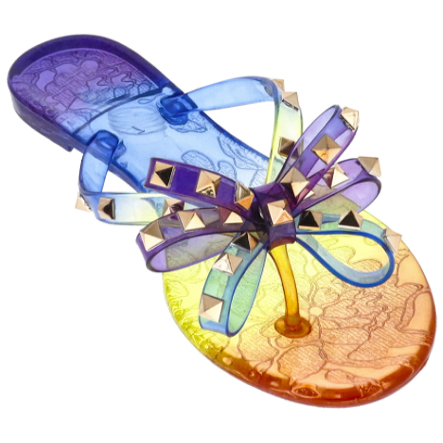 LAVRA Womens Stud Bow Sandals Summer Jelly Flip Flop - Walmart.com