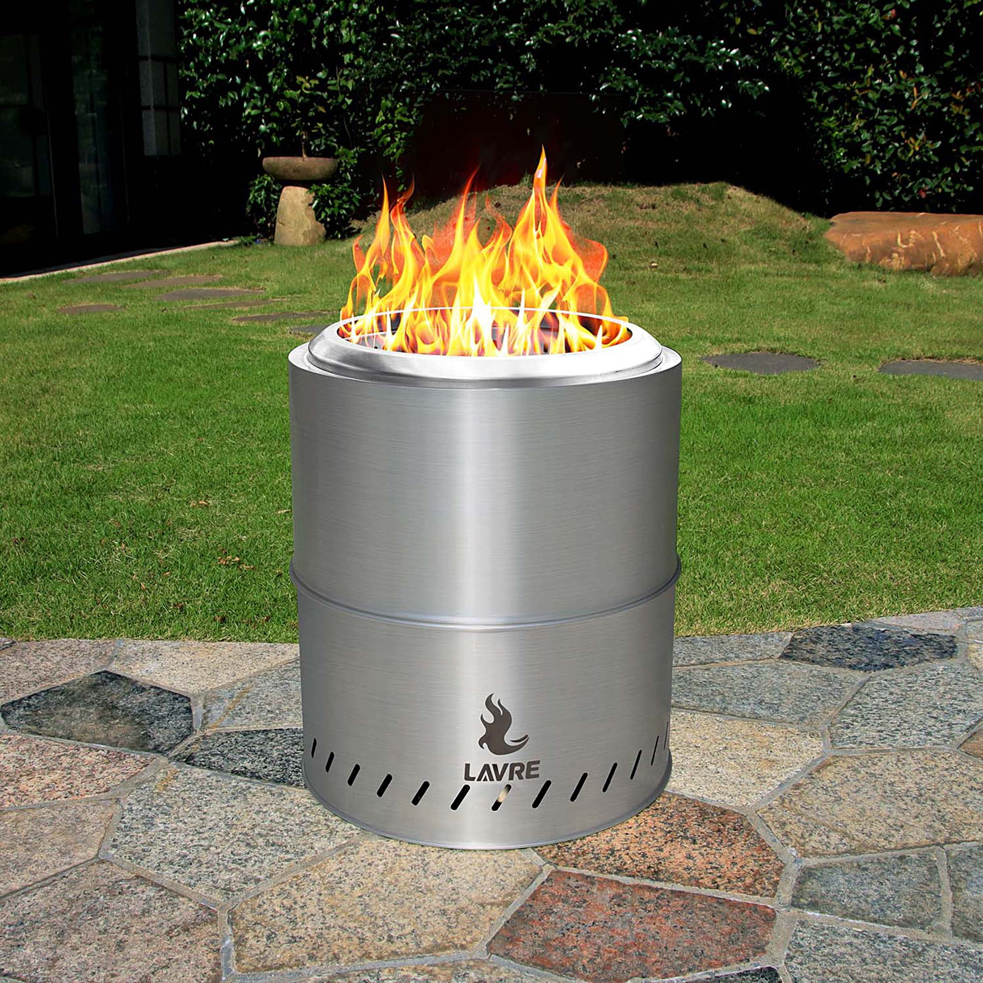 LAVRE Stainless Steel Portable BBQ Fire Pit, Smokeless Outdoor Wood ...