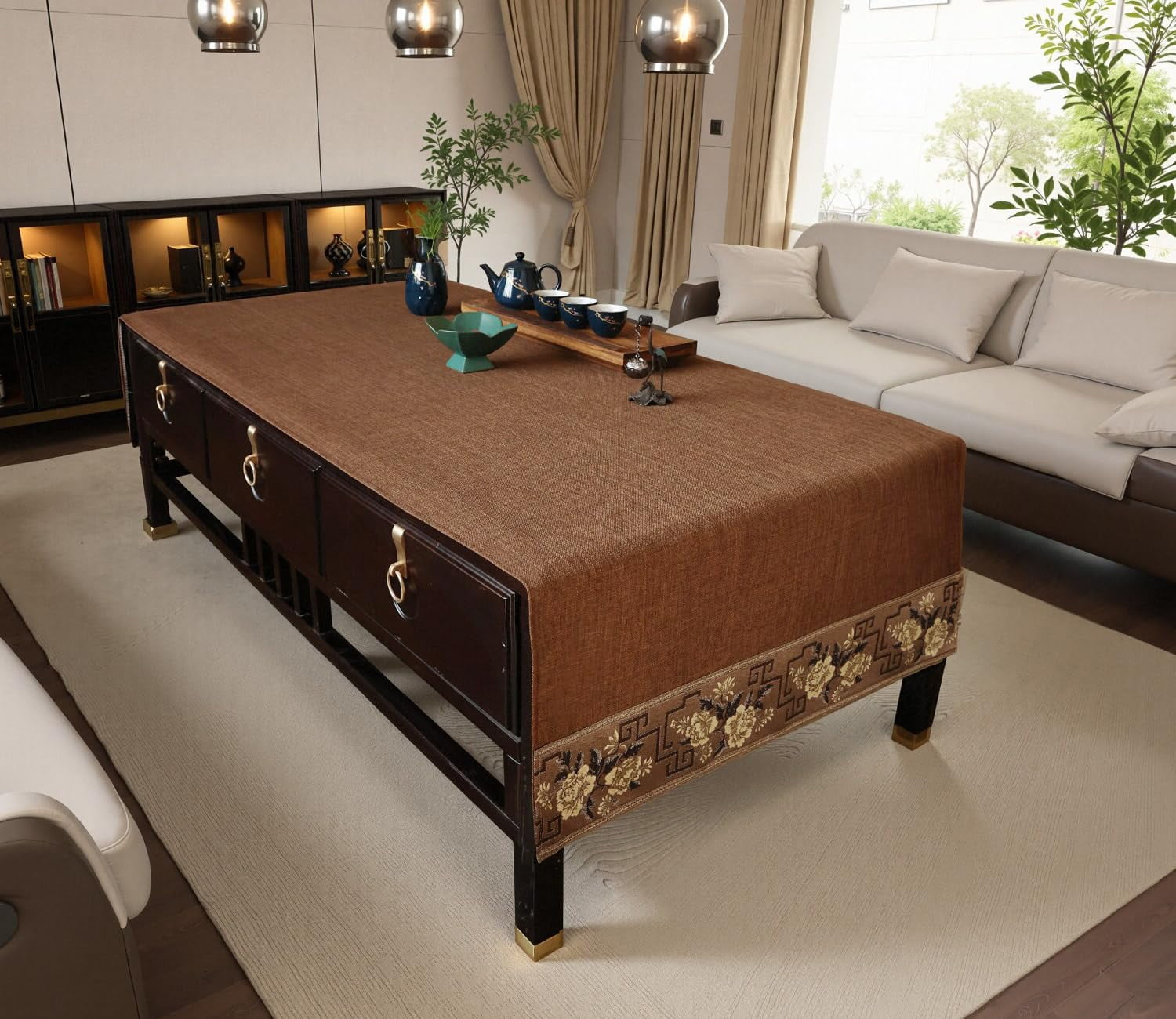 LAVSHOME Traditional Feature Coffee Table Cover Rectangle with ...