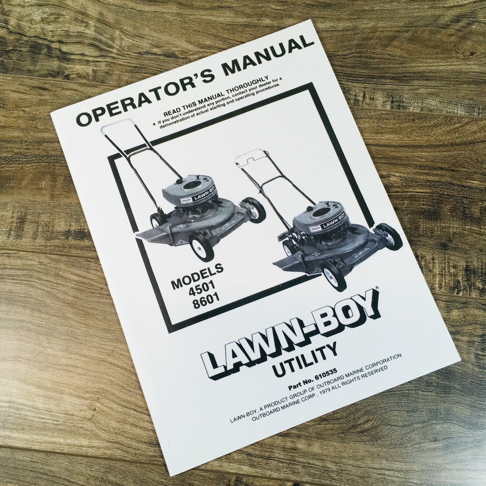 LAWN BOY MODELS 4501 8601 UTILITY MOWER OPERATORS MANUAL OWNERS BOOK ...