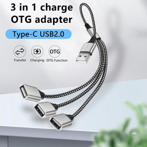 LAWONP-USB Splitter Y Cable, USB A Male to 3 Female Extension Cord,USB ...
