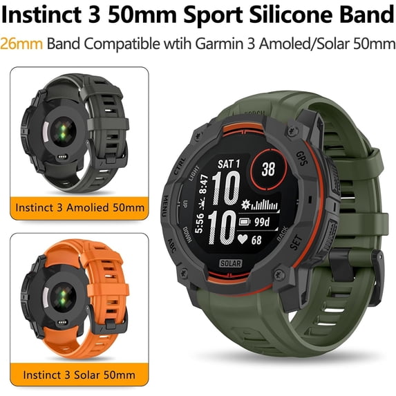 LAWONP-Watch Bands Compatible with Instinct 3 Amoled/Solar 50mm 26mm ...
