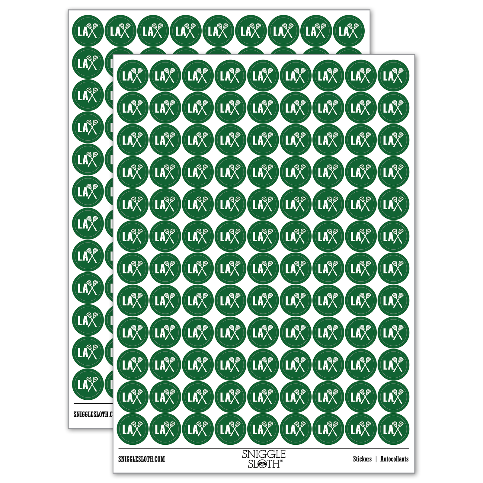 LAX Lacrosse Crossed Sticks 200+ Round Stickers - Dark Green - Matte ...