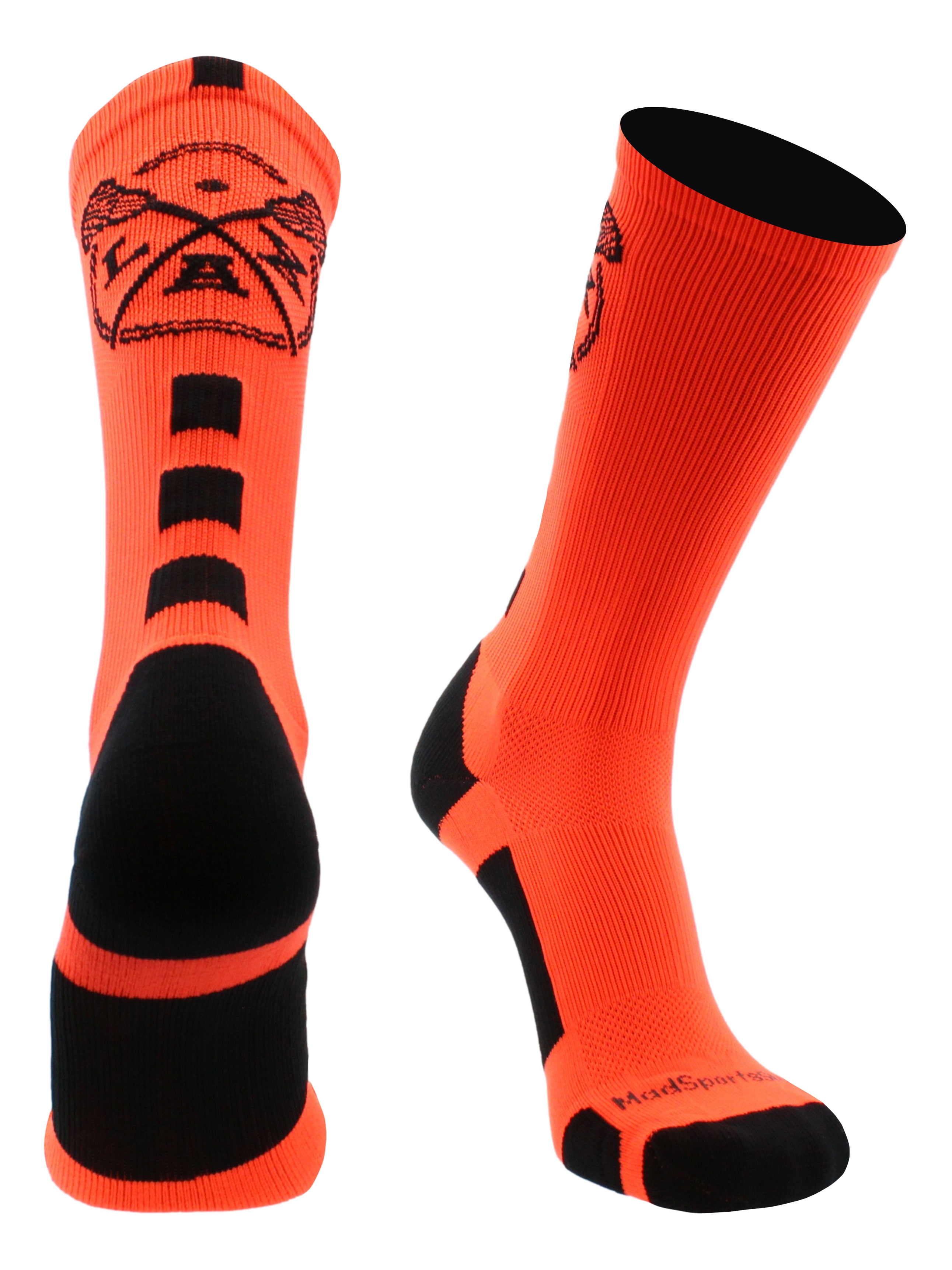 LAX Lacrosse Socks with Lacrosse Sticks Athletic Crew Socks (Neon ...