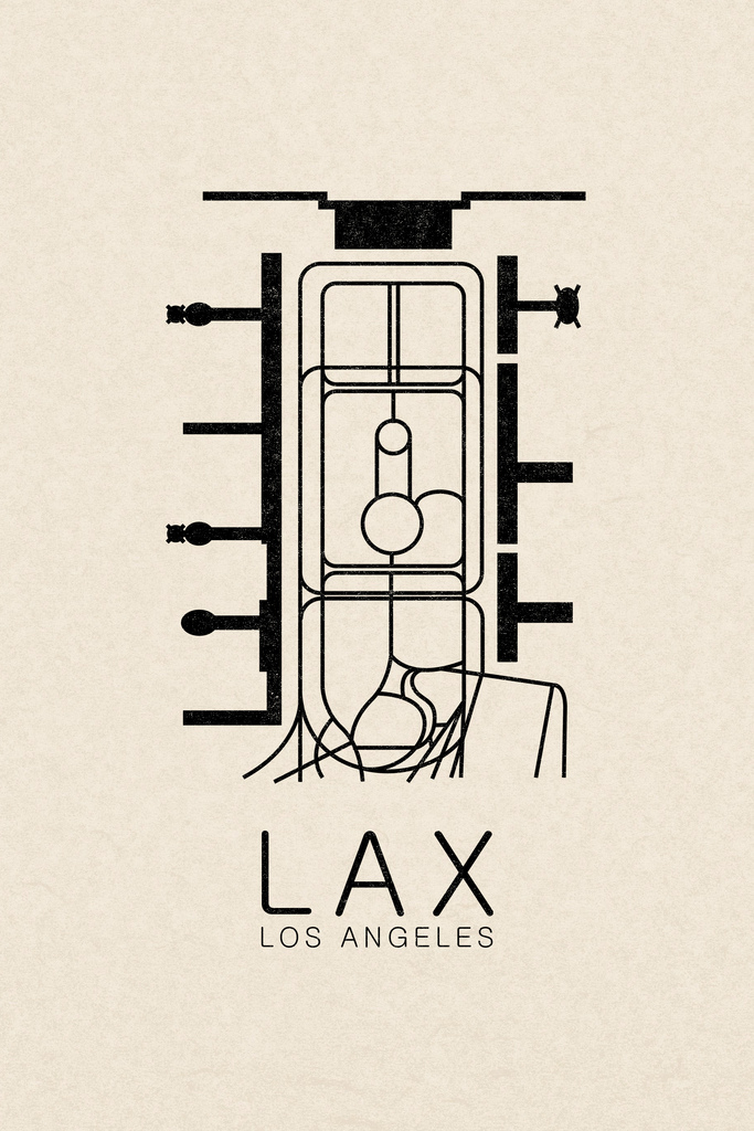 LAX Los Angeles Airport Map Art Airport Terminal Map California ...