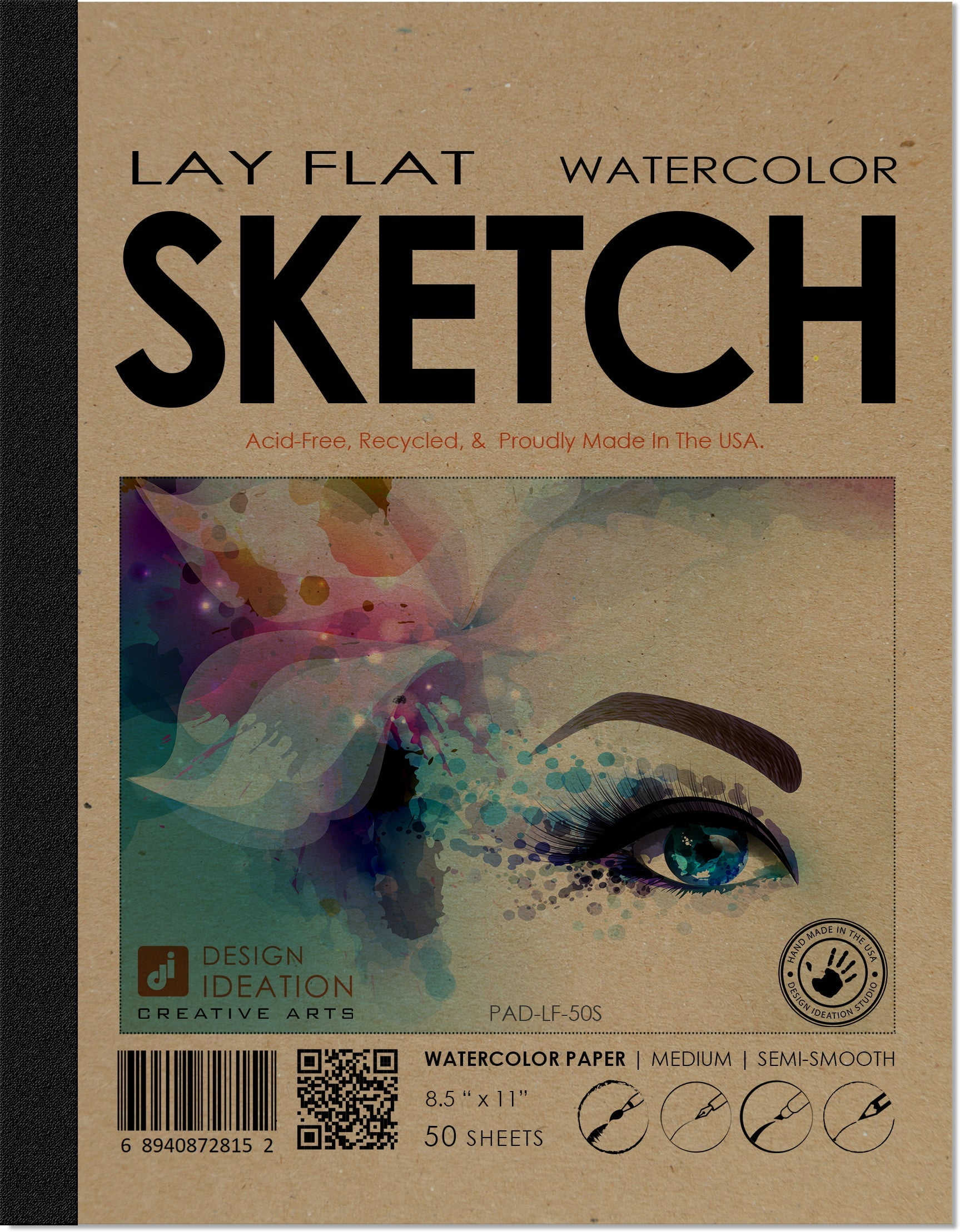 LAY FLAT sketchbook. Removable sheet, journal style WATERCOLOR book ...