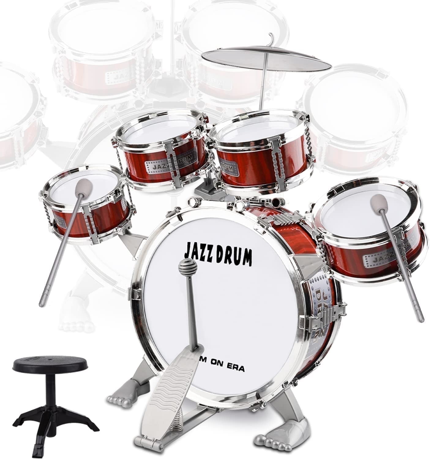 LAYADO 21inch Kids Drum Set (1-3 years), 5 Drums + 1 Cymbal with Stool ...