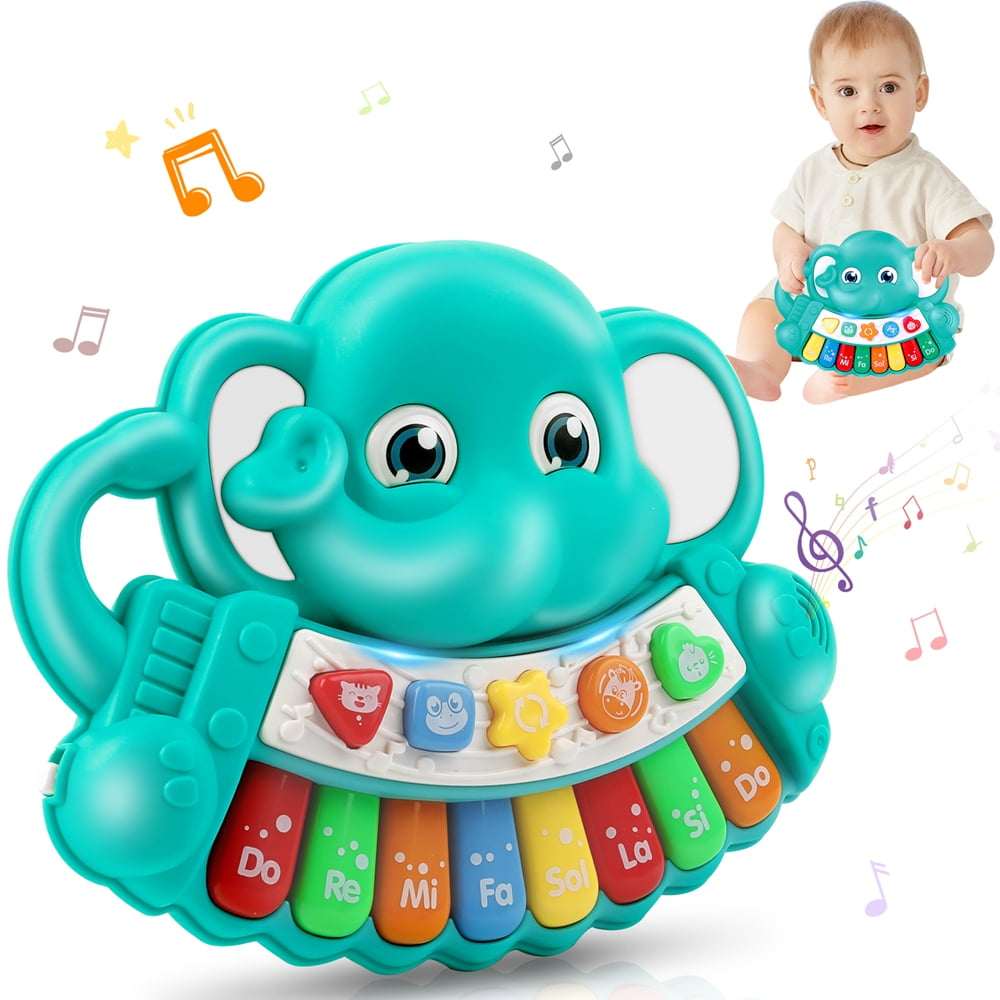 LAYADO Baby Musical Toys: Elephant Piano Keyboard, 8 Keys, for Toddlers ...