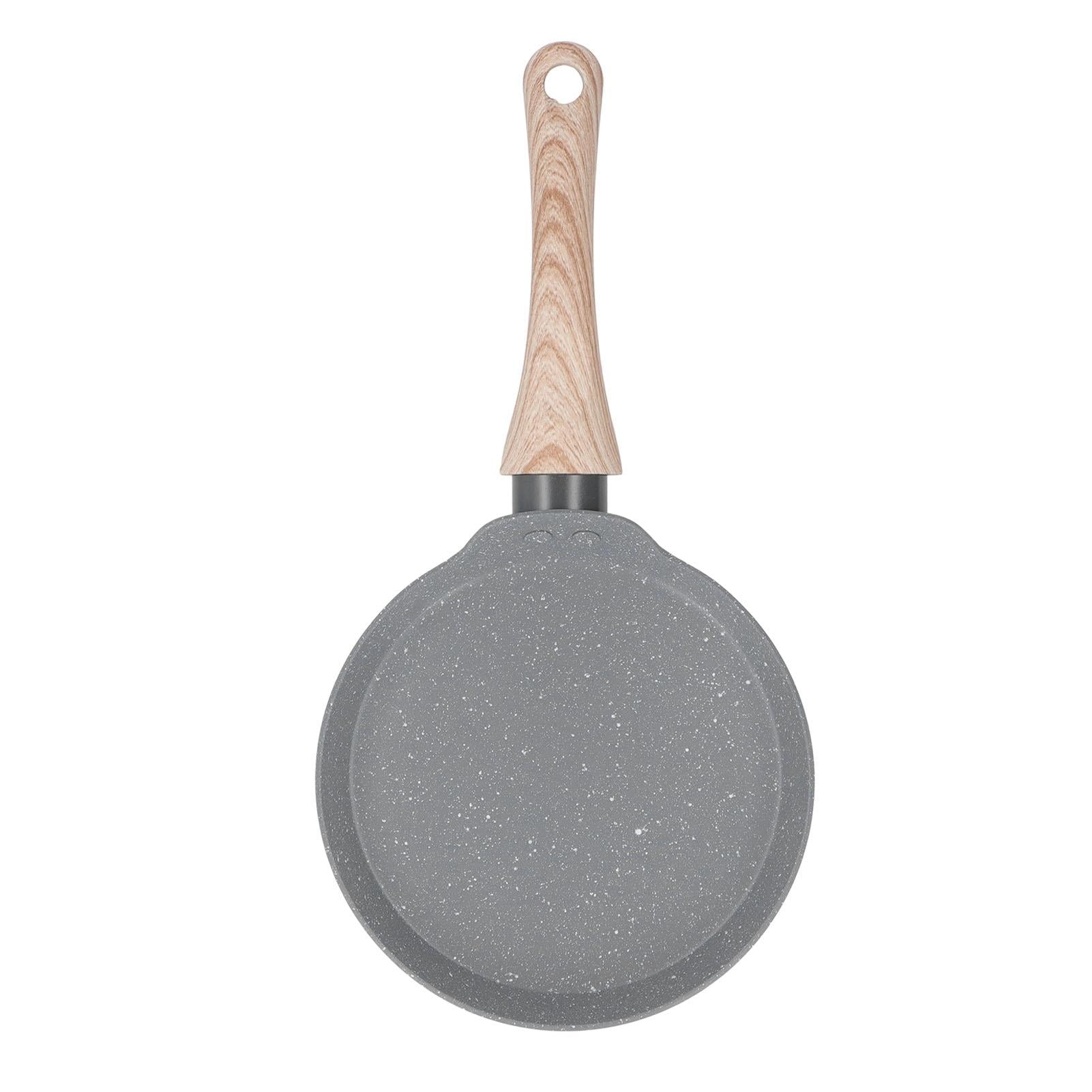 LAZIOEGR 11‑inch Aluminum Frying Pan with Wooden Handle, Non‑Stick ...